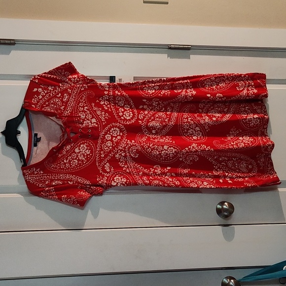 Chaps | Dresses | Nwt Chaps Red And White Dress Xl | Poshmark